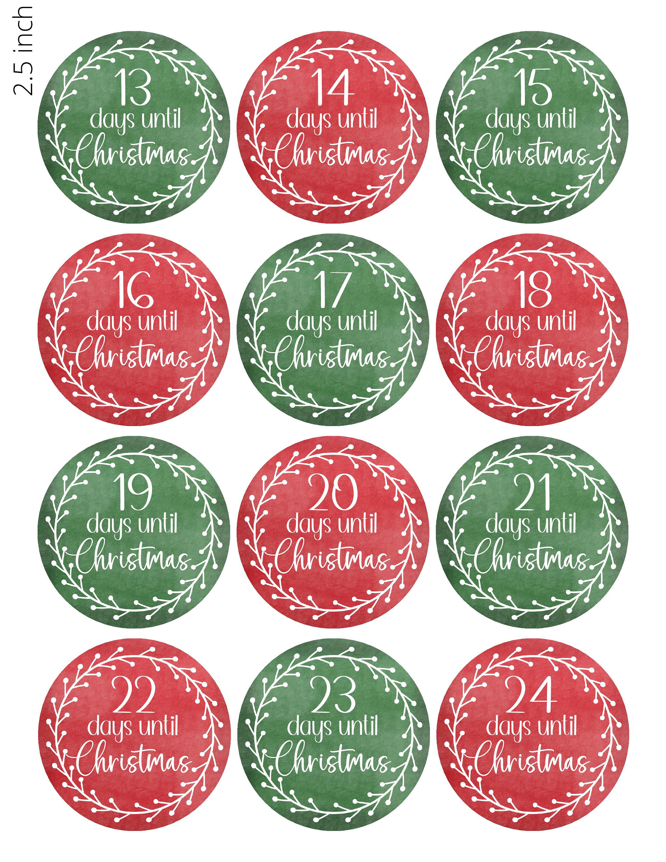 Advent Calendar Numbers, 2.5 Size, DIY Advent Calendar Kit, Printable ...