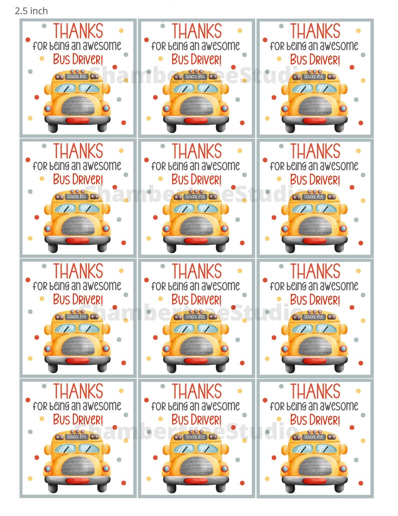 School Bus Driver Appreciation Gift Tag Printable Thank You - Etsy