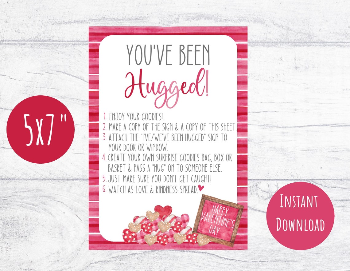 You've Been Hugged, Valentine's Day Game, Valentine's Day Printable ...