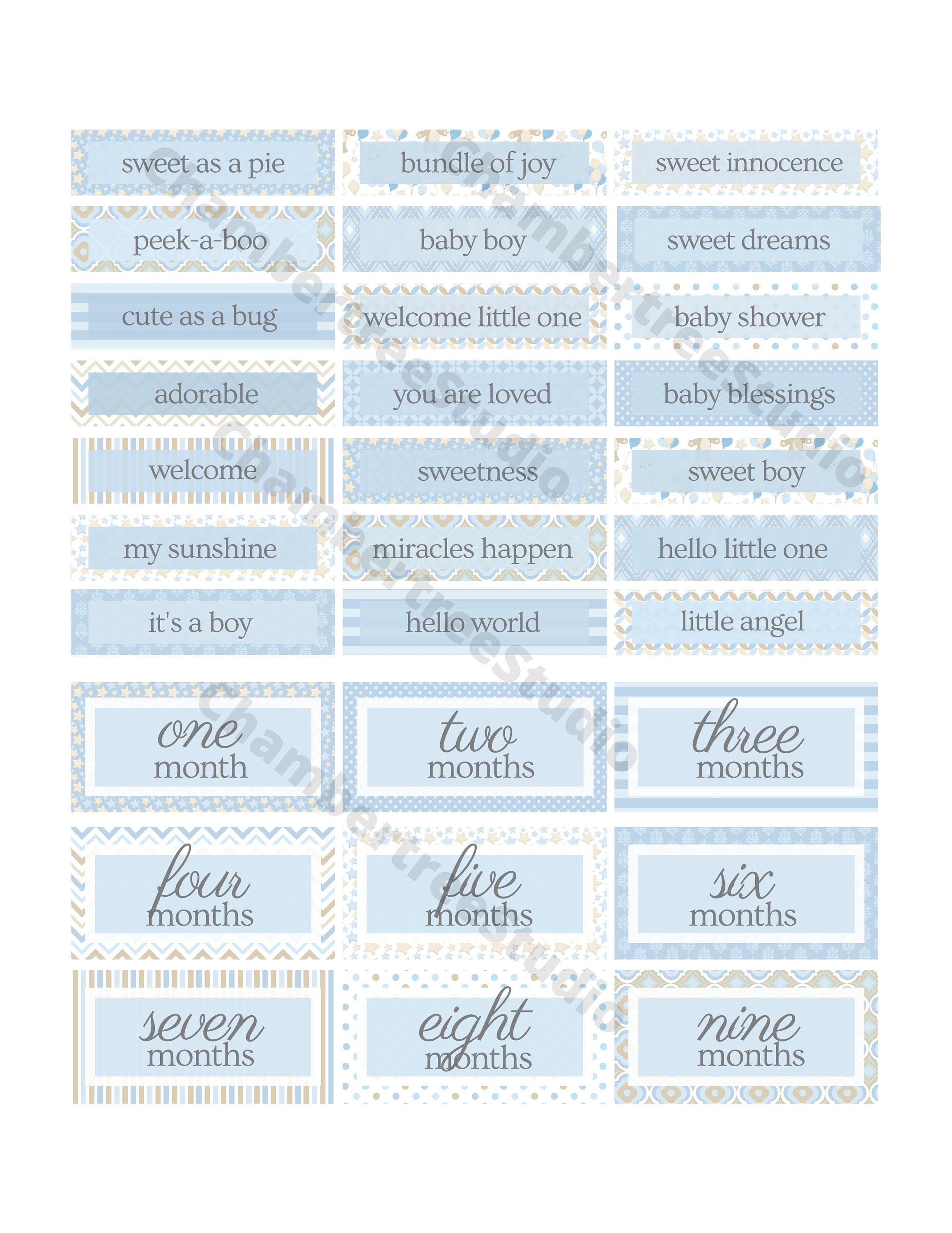 Baby Boy Words, Printable Word Sentiments, Baby Junk Journal, Baby ...