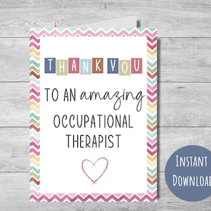 Occupational Therapist Thank You Card, Printable Appreciation for ...