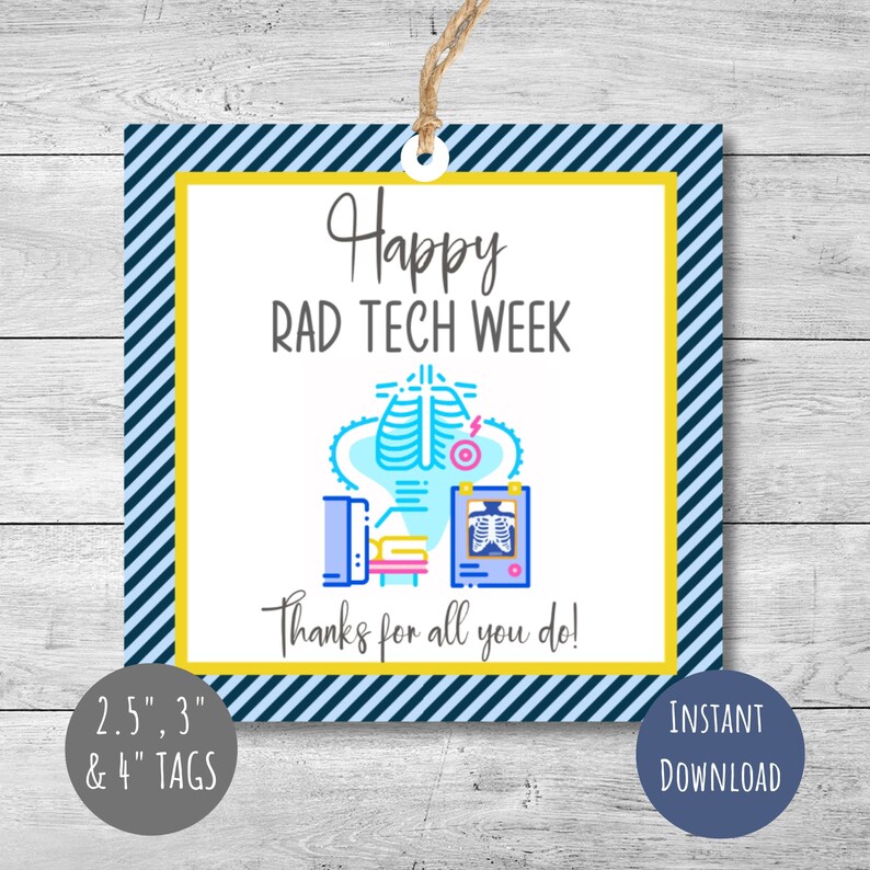Rad Tech Week Gift Tag, Radiology Technician, Appreciation Tags, 2.5 ...