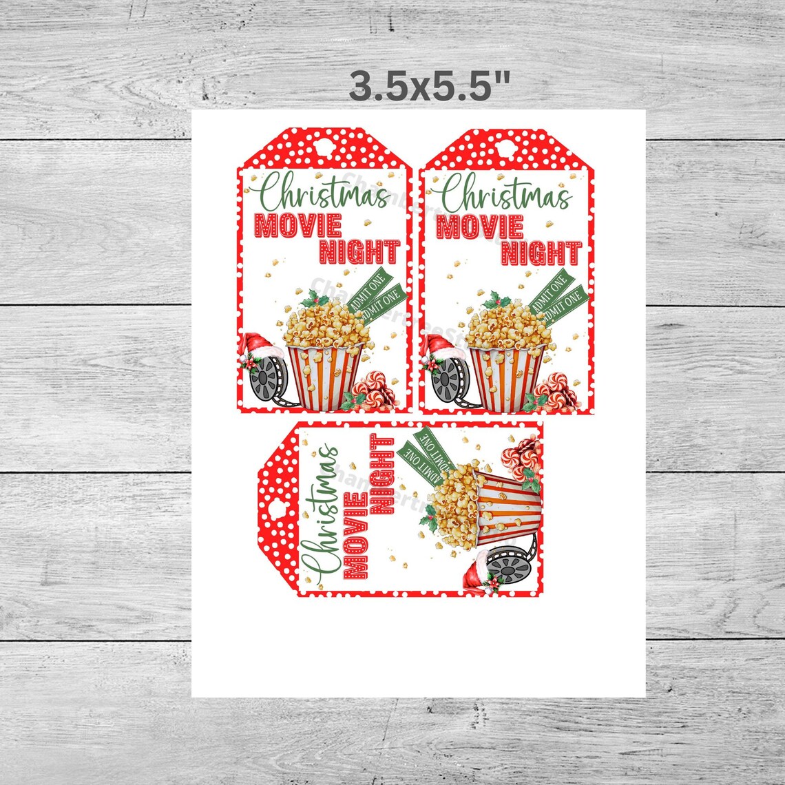 Christmas Movie Night Gift Tag, Teacher Movie Gift, Family Movie Night ...