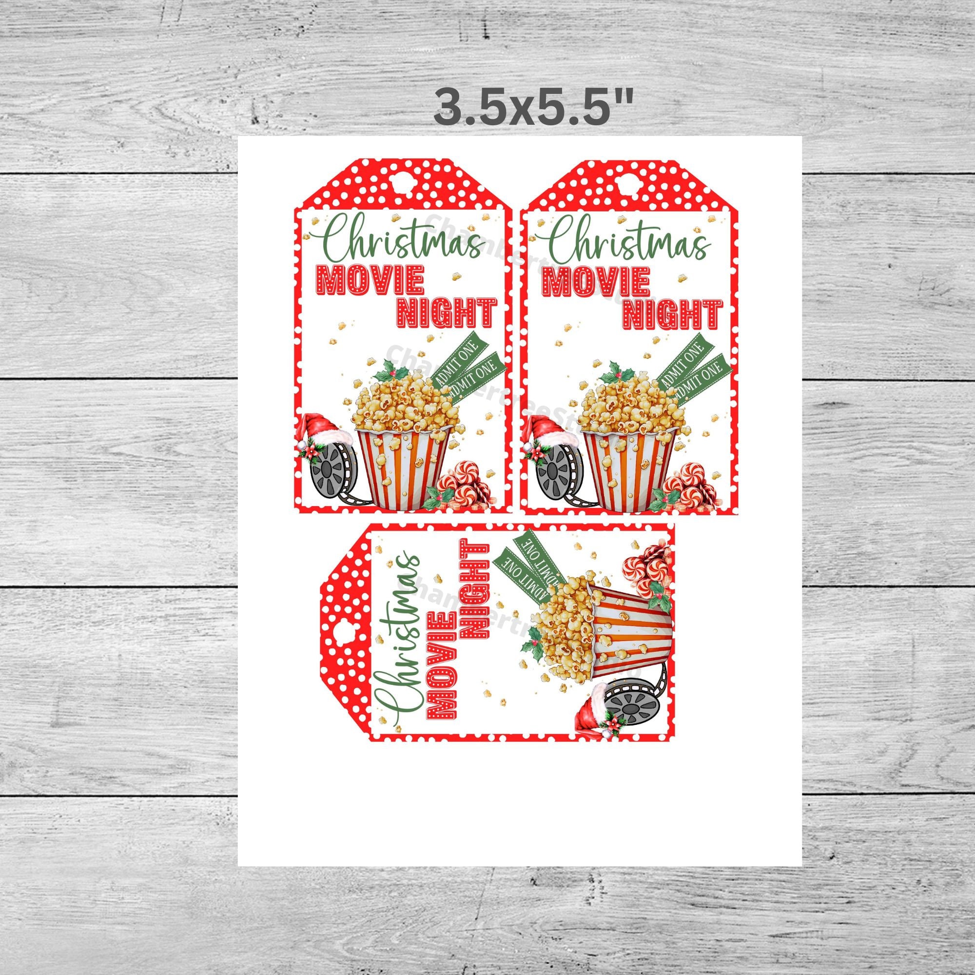 Christmas Movie Night Gift Tag, Teacher Movie Gift, Family Movie Night ...