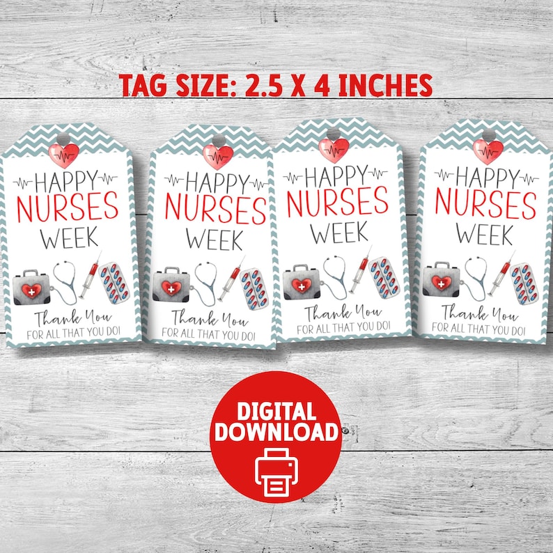 Nurses Week Appreciation Gift Tag, Thank You for All You Do, School ...