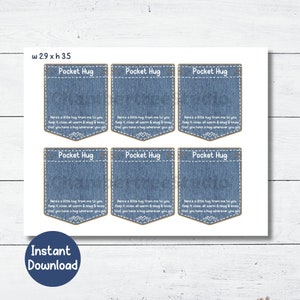 Pocket Hug Cards, Pocket Heart Holder, Printable Hug Holder Card ...