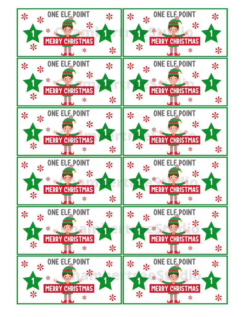 Christmas Elf Reward Tickets for Kids – Printable Behavior Coupons for ...
