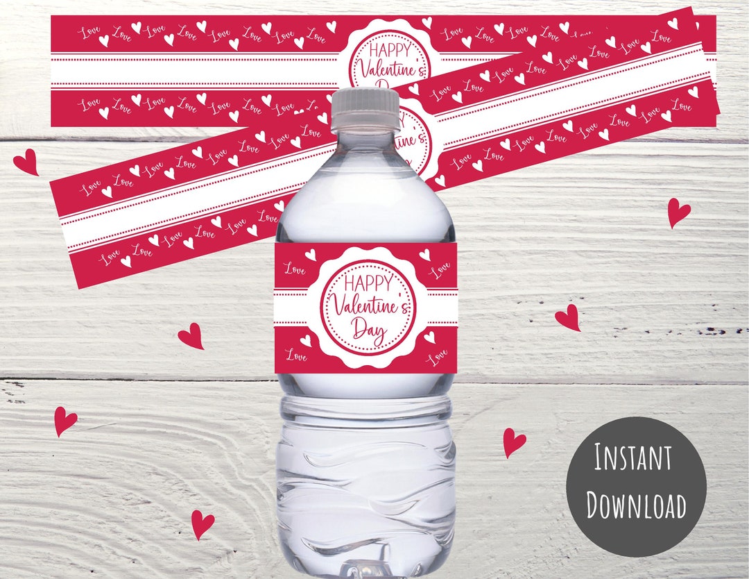Valentine's Day Water Bottle Labels Printable Water - Etsy