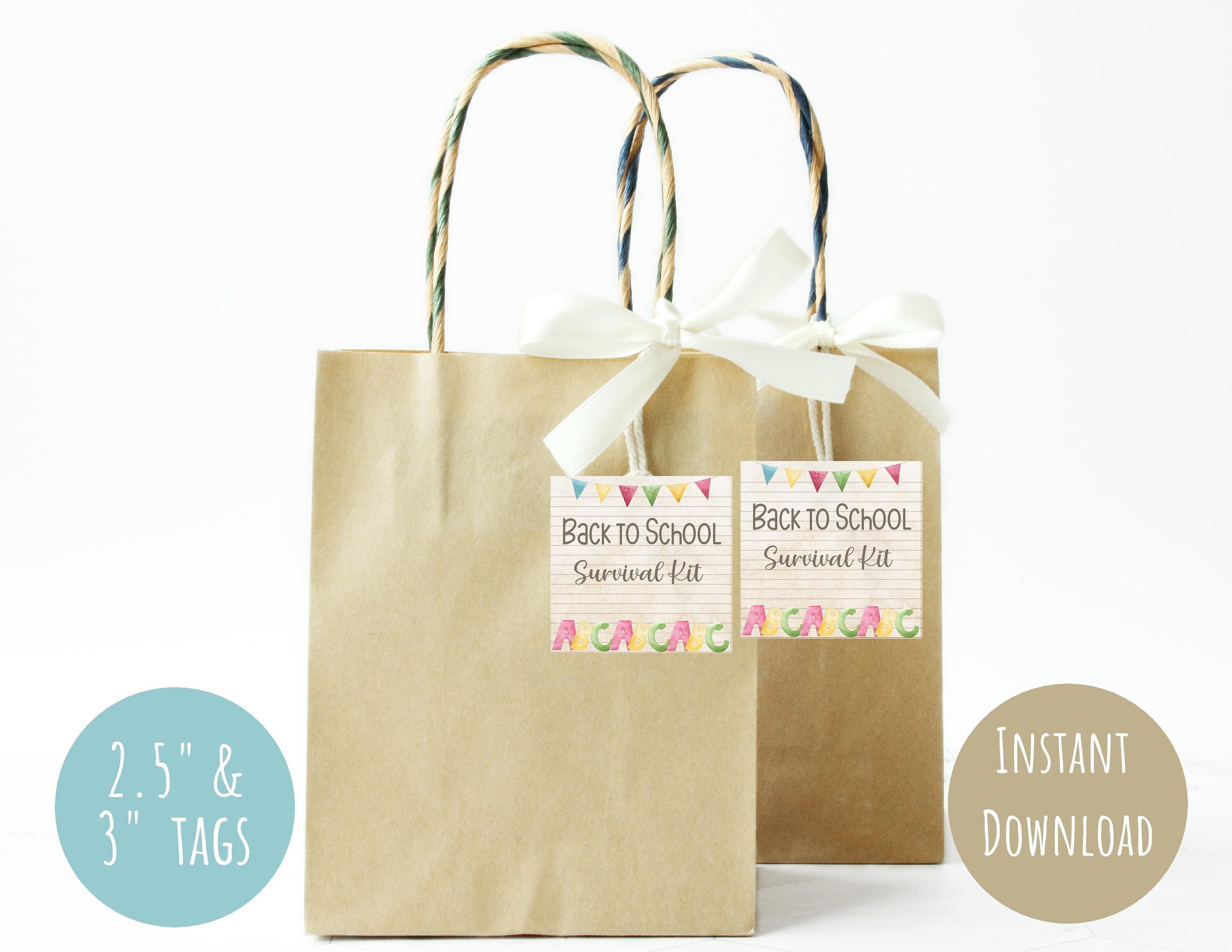 Back to School Survival Kit Tag, Printable Teacher Tags, Staff, Student ...