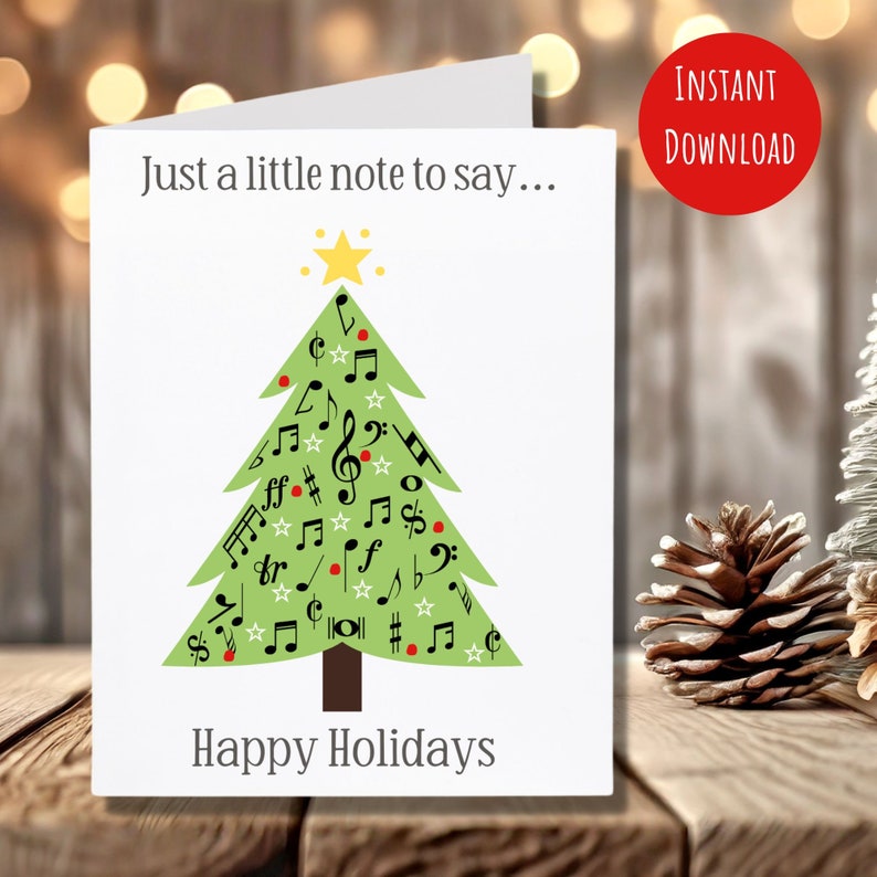 Music Teacher Christmas Card, Printable Music Teacher Gift, Thank You ...