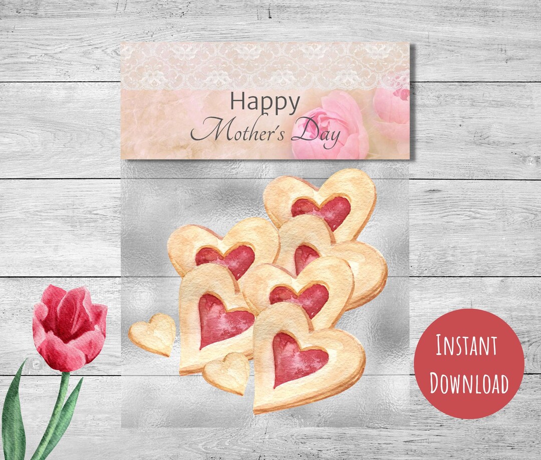 Mother's Day Bag Toppers, 3", 4" & 5", Mother's Day Cookies, Printable ...