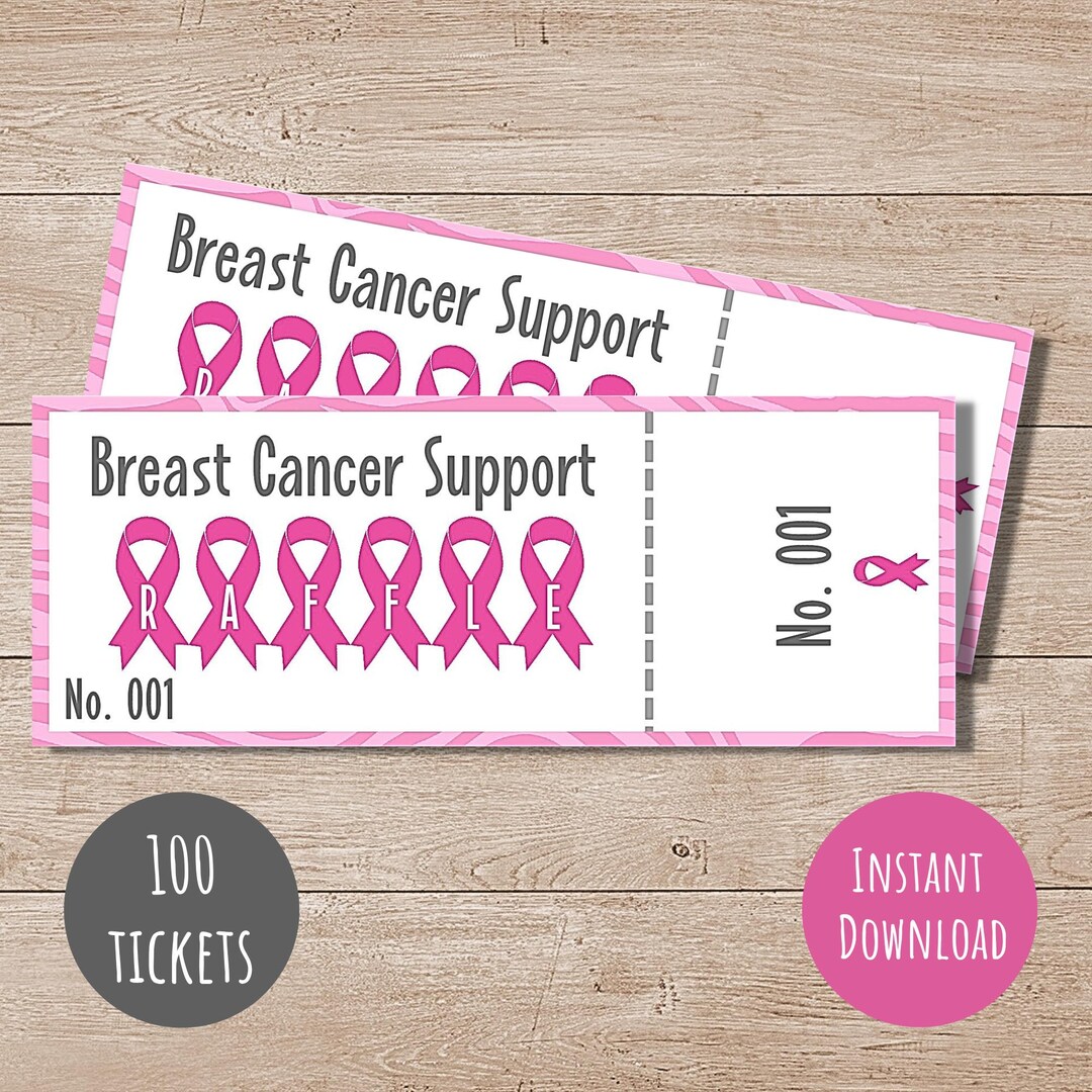 Breast Cancer Support Raffle Tickets, Pink Ribbon, Enter to Win ...