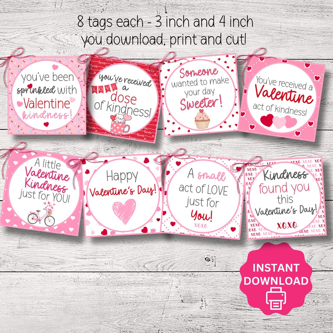 Valentine’s Day Random Acts of Kindness Tags | Spread Love Gift Tags ...