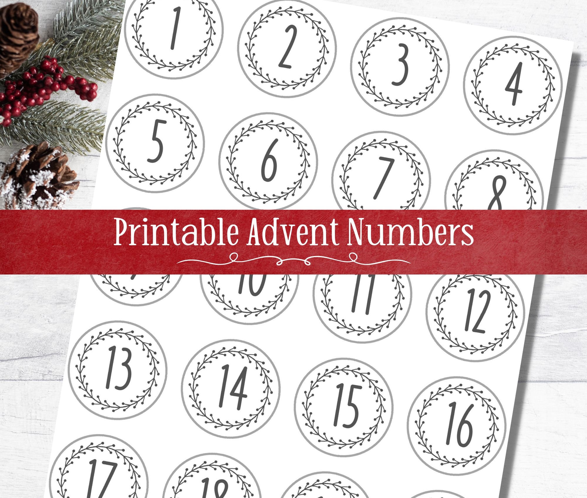 Advent Calendar Numbers, 1.5 & 2, DIY Advent Calendar Kit, Printable ...