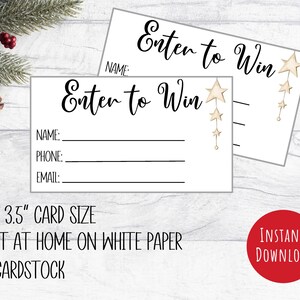 Christmas Enter to Win Tickets, 2x3.5" Size Cards, School Fundraiser ...