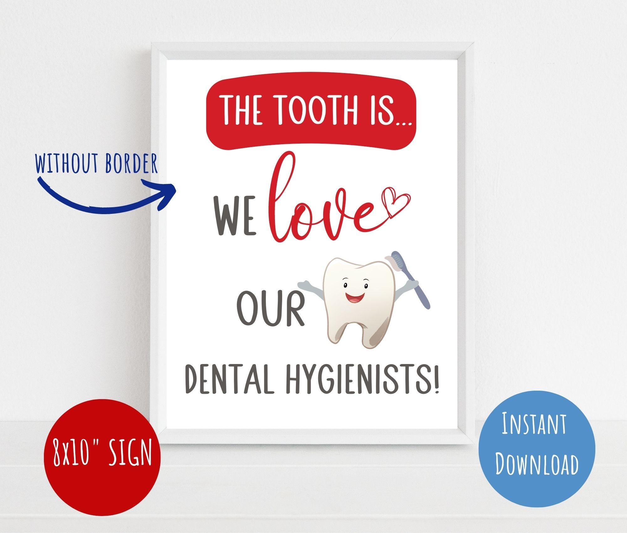 Dental Hygienist Week Sign, Printable Dental Appreciation Sign, 8x10 ...