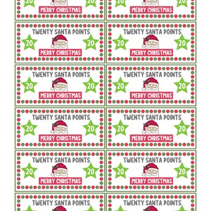 Printable Santa Points: Kids Christmas Reward Coupons (digital Download ...