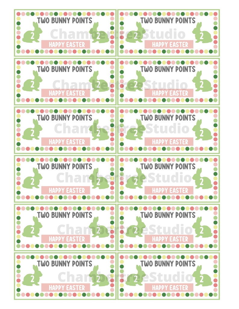 Easter Bunny Bucks, Kids Reward Coupons, Printable Bunny Points, Easter ...