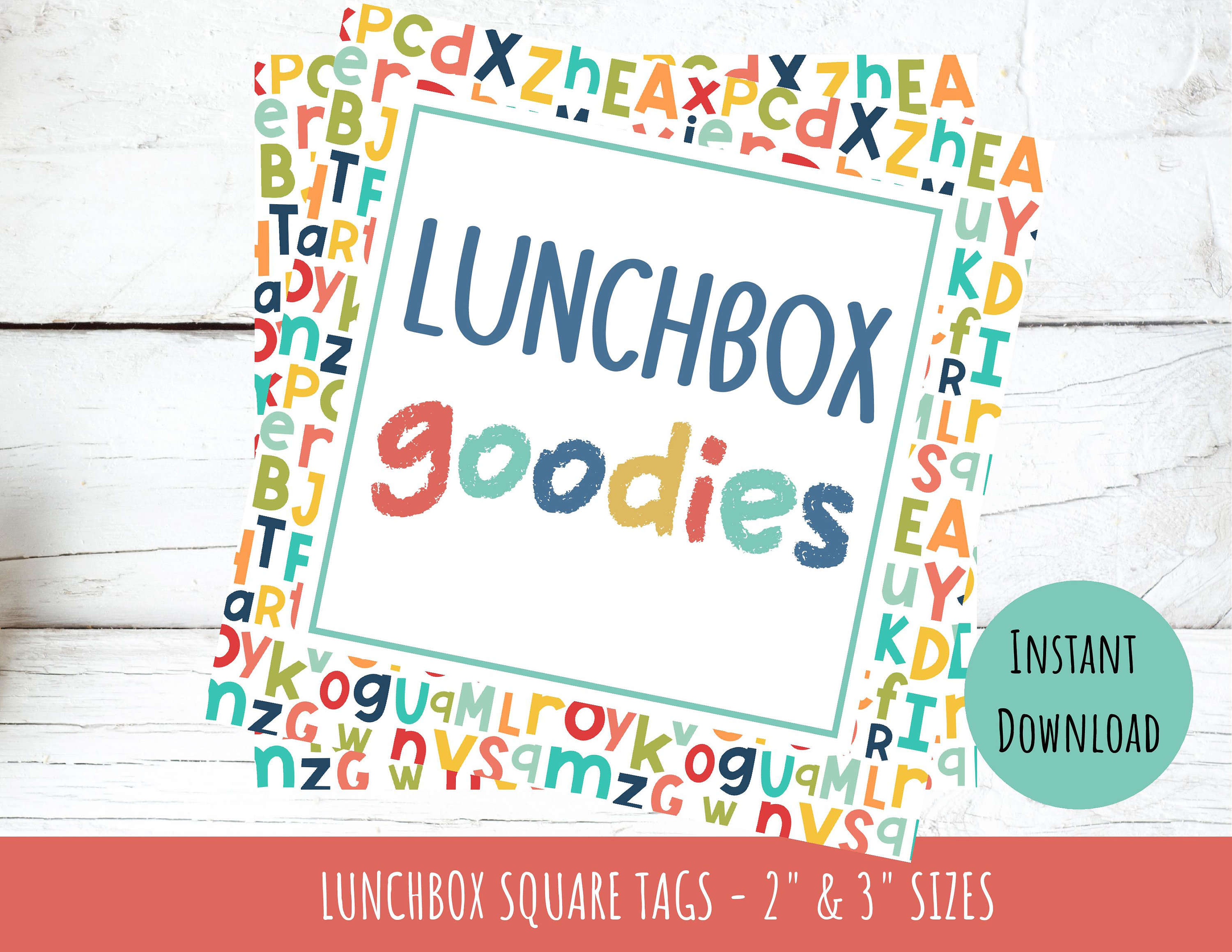 Printable Lunchbox Tags, 2 and 3 Square Cookie Tag, Kids Lunchbox Notes ...