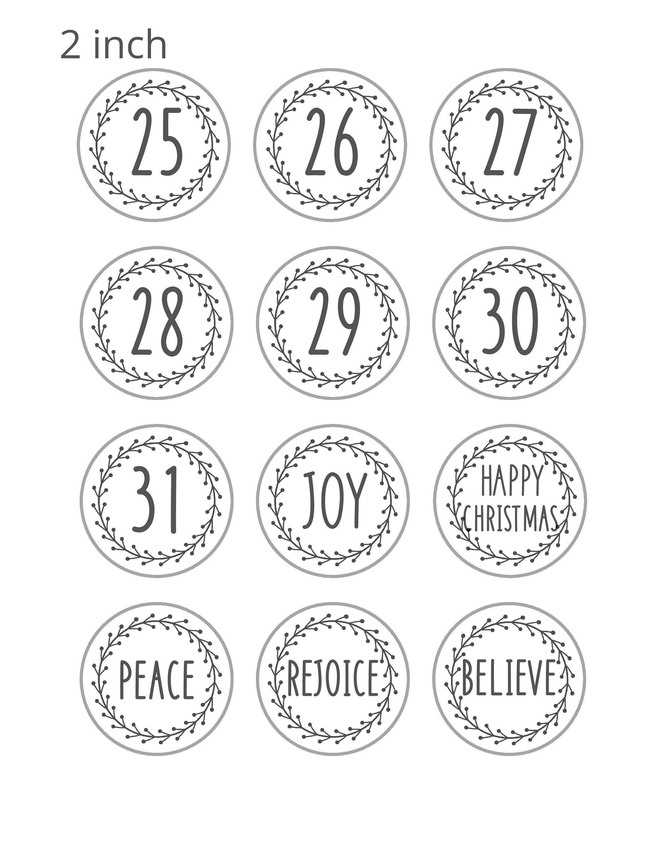 Advent Calendar Numbers, 1.5 & 2, DIY Advent Calendar Kit, Printable ...