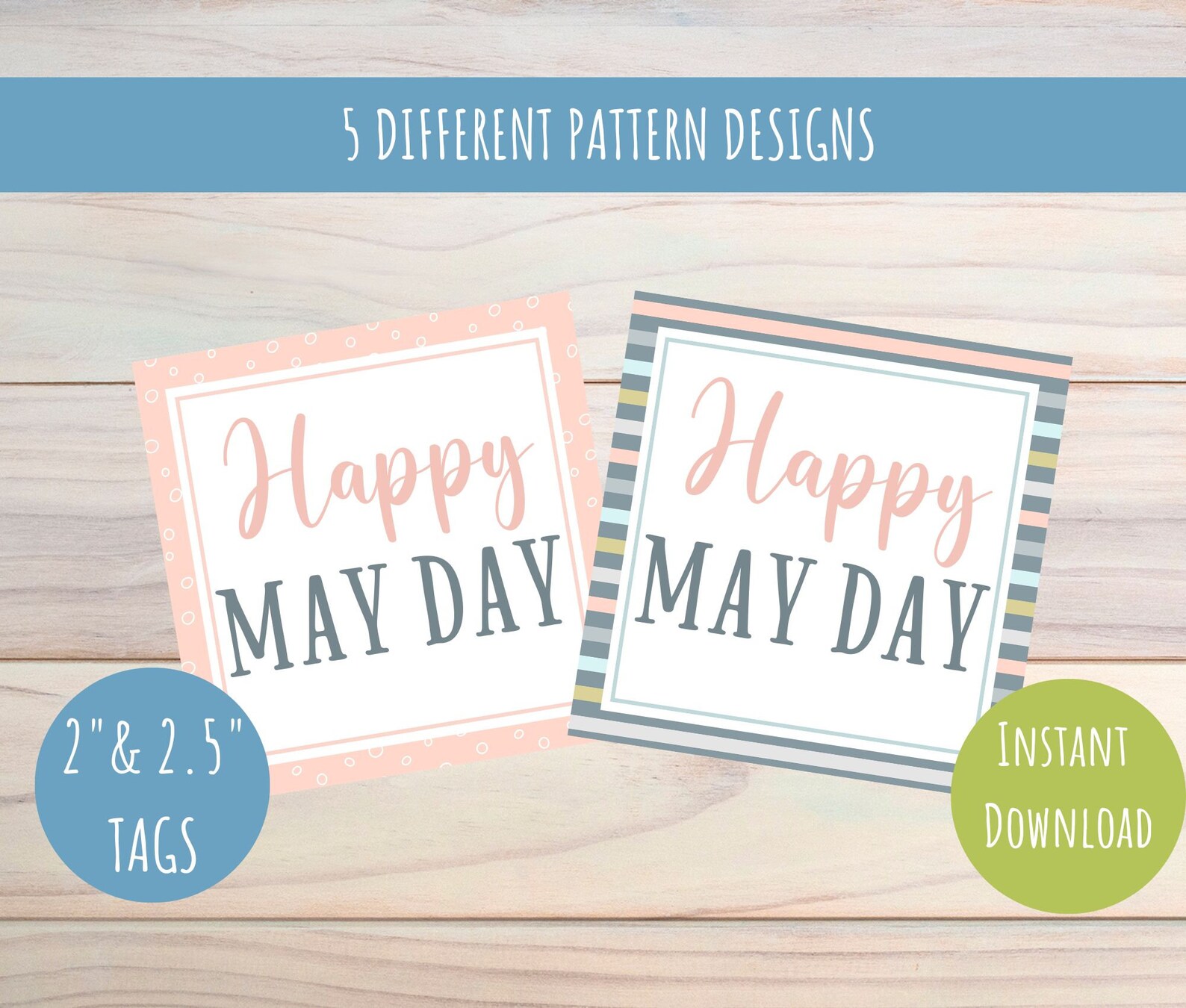 Happy May Day Tag, Spring Gift Tag, 2, 2.5 & 3 Sizes, Printable May Day ...