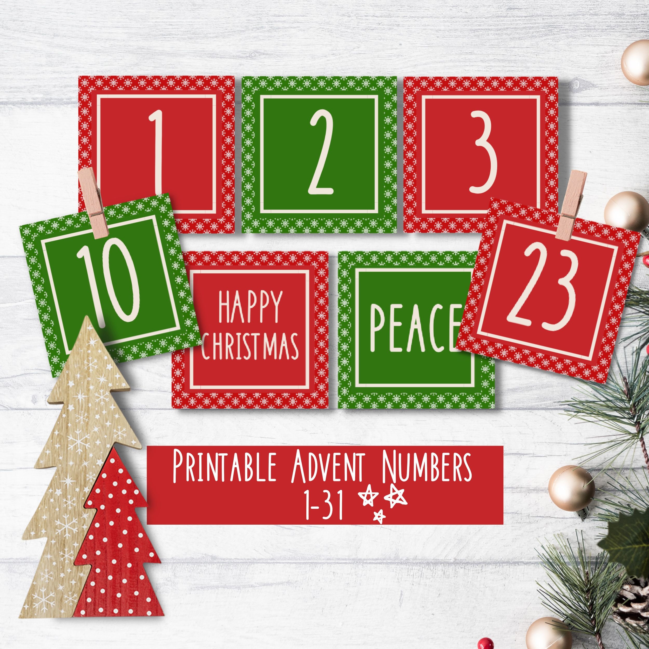 Advent Calendar Numbers, 1.5" & 2", DIY Advent Calendar Kit, Printable ...