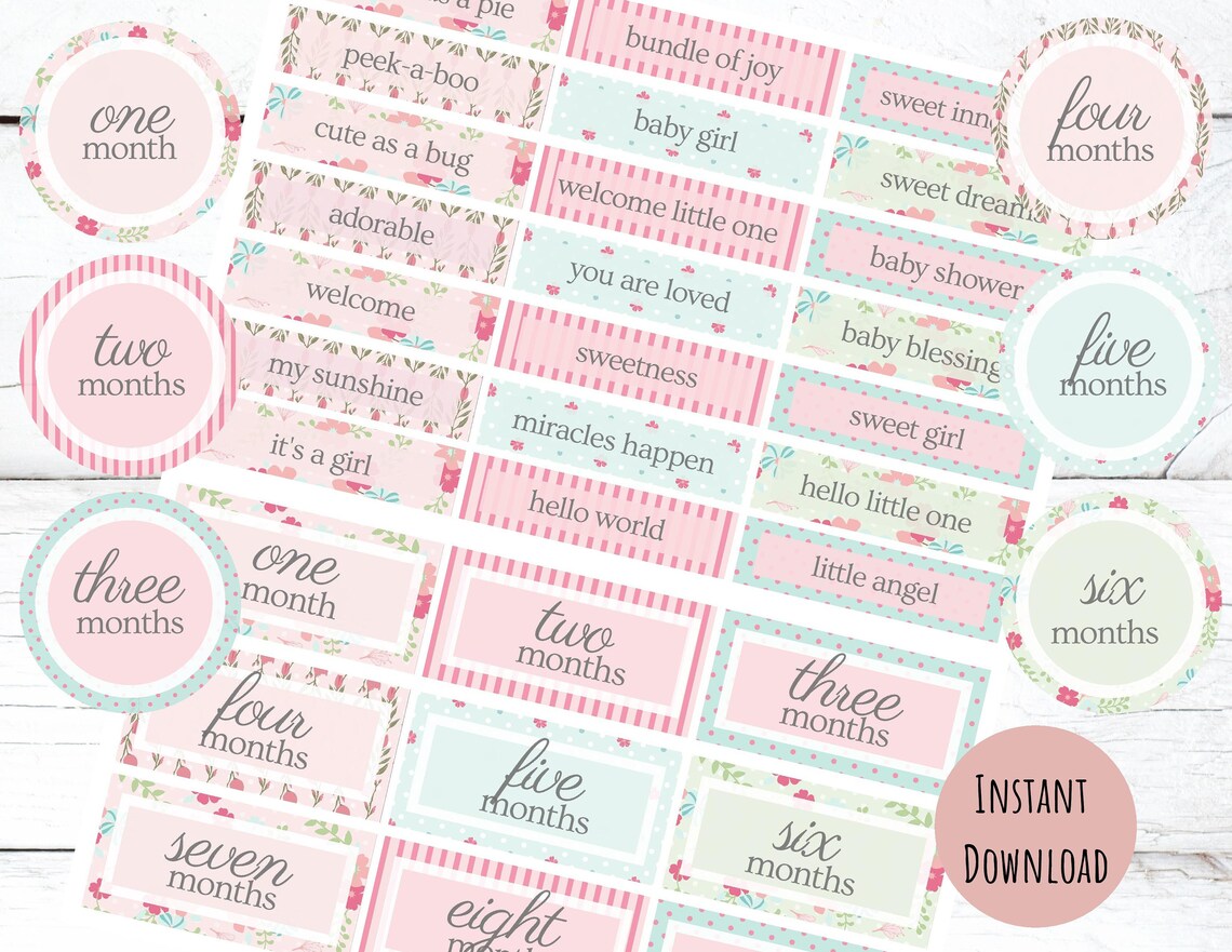 Baby Girl Words, Printable Baby Word Sentiments, Baby Junk Journal ...