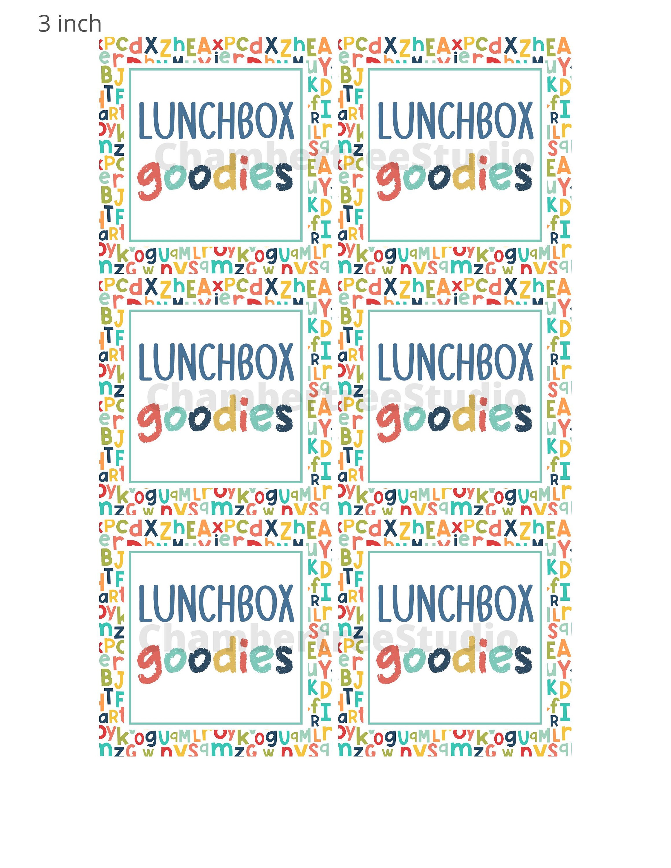 Printable Lunchbox Tags, 2 and 3 Square Cookie Tag, Kids Lunchbox Notes ...