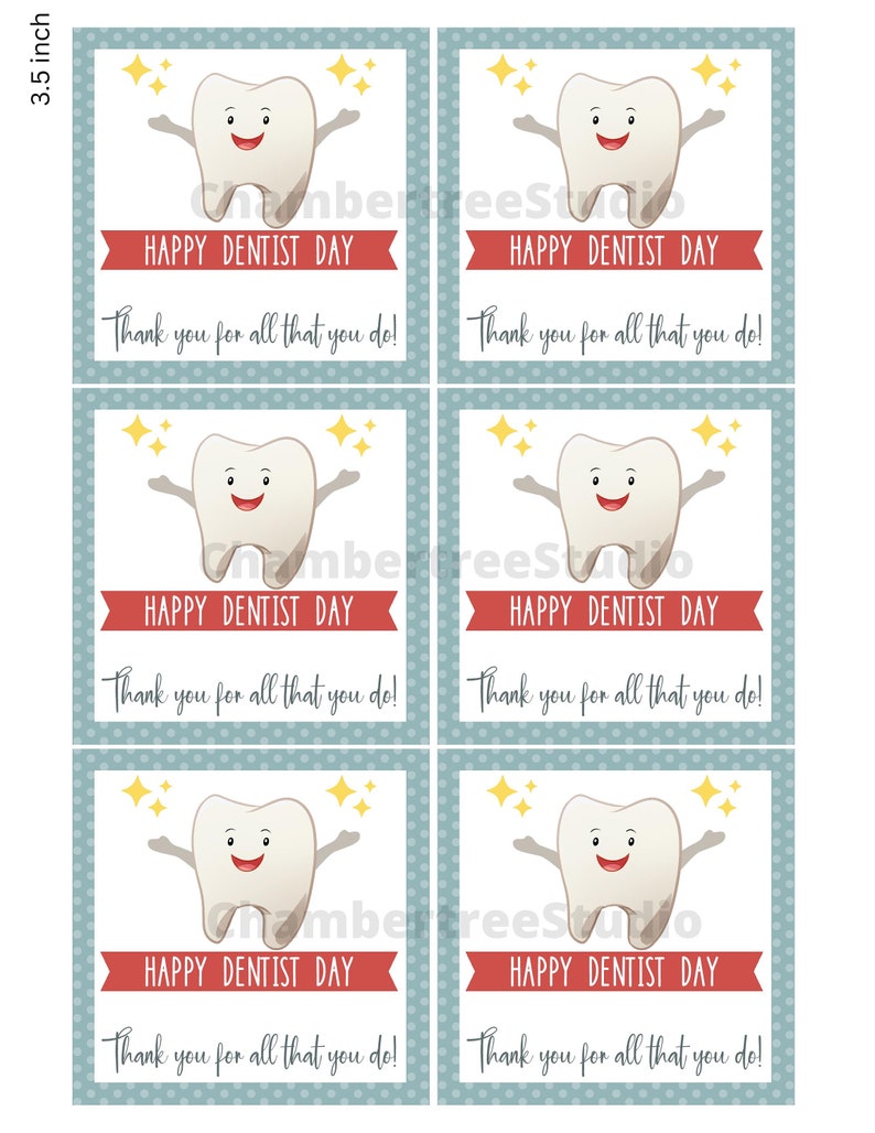 National Dentist Day Gift Tag, Dentists Appreciation Tags, 3" 3.5" & 4 ...