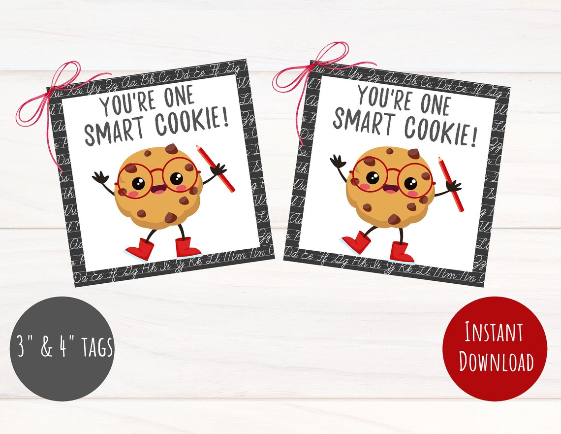You're One Smart Cookie Tag, Kindergarten Gift Tag, Classroom, Last Day ...