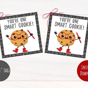 You're One Smart Cookie Tag, Kindergarten Gift Tag, Classroom, Last Day ...