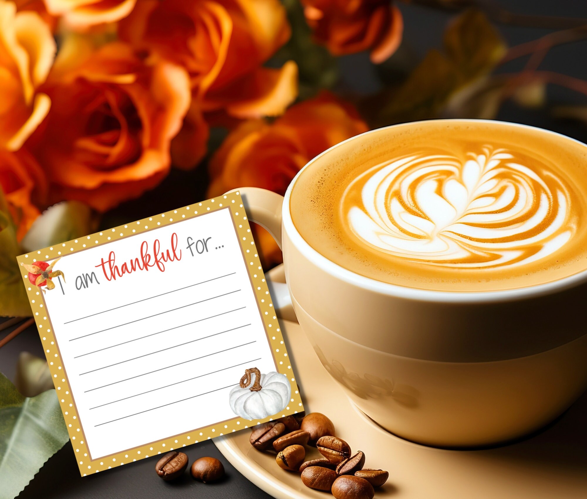 Thanksgiving Gratitude Cards, Printable I Am Thankful for Notes, 4x4 ...