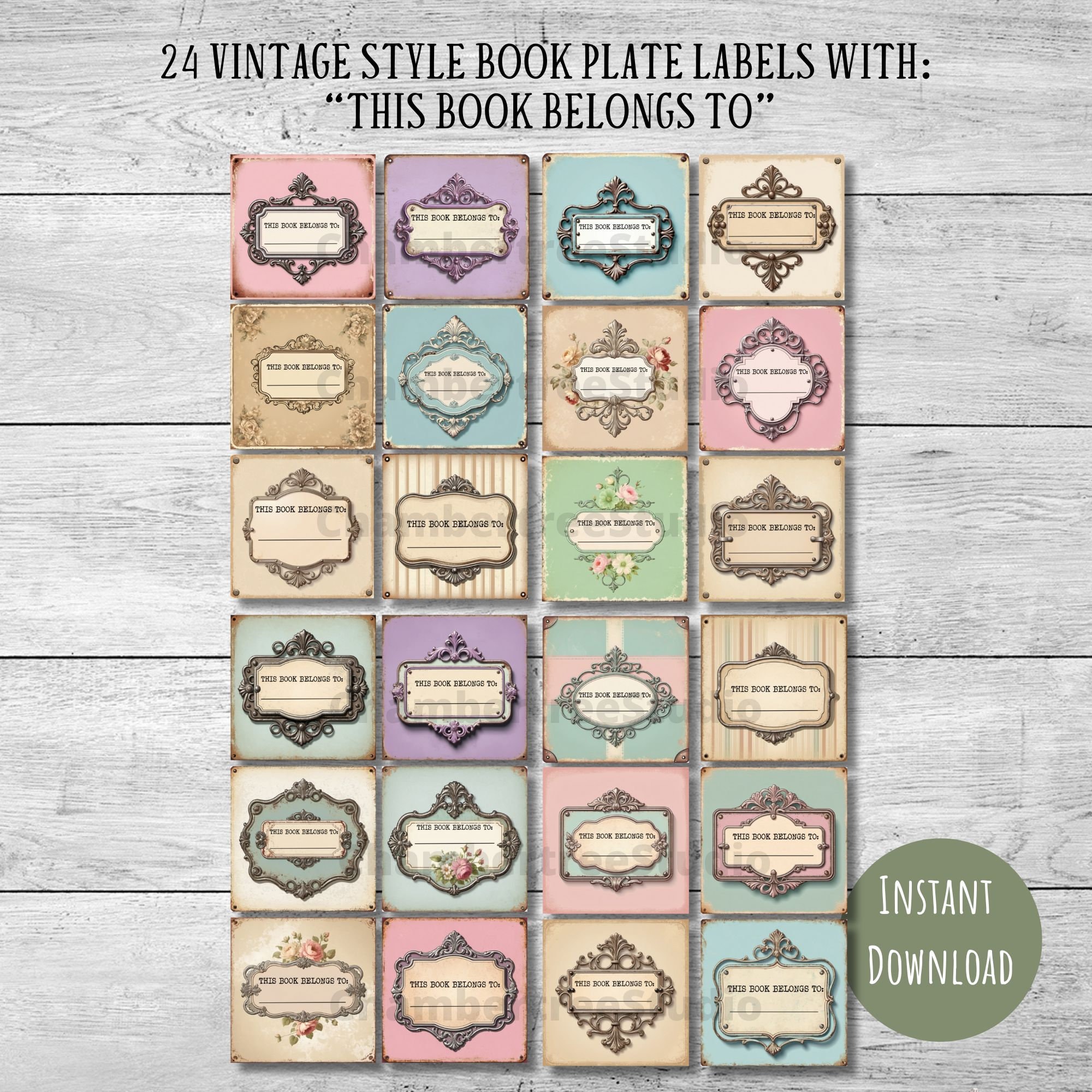 Vintage Book Name Labels, Junk Journal Book Plates, Journal ...