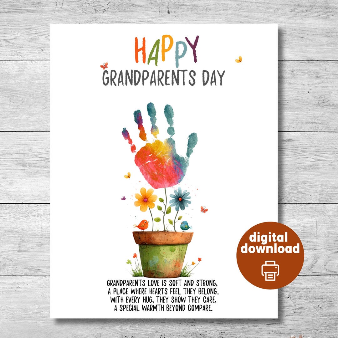 Grandparents Day Handprint Craft, Kids Classroom Activity, Preschool ...