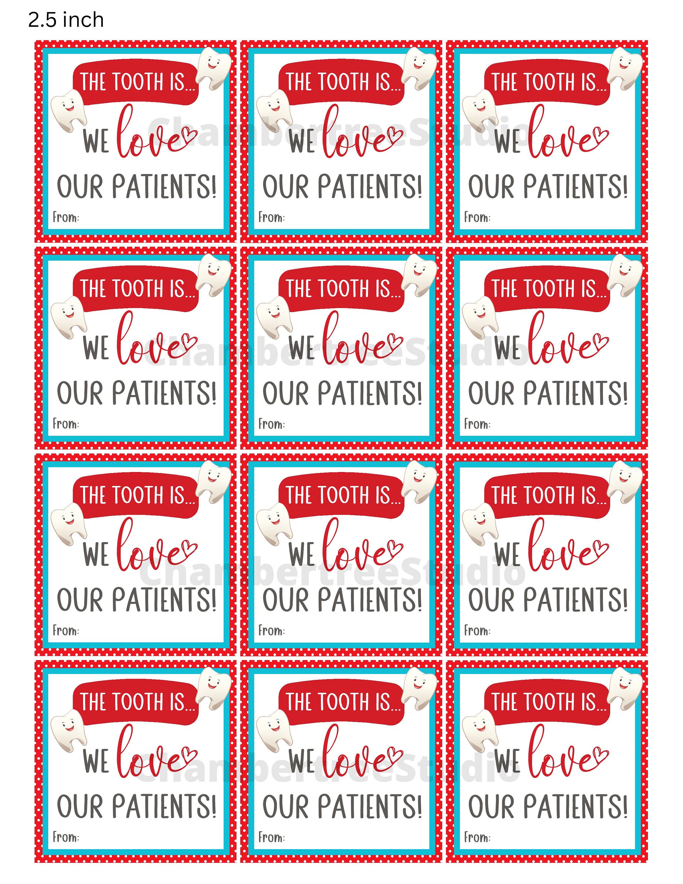 Dental Appreciation Tags for Patients, 2.5", 3" and 3.5"tags, Patient ...