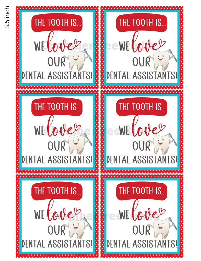 Dental Assistant Week Tag Printable Dental Appreciation Tag - Etsy