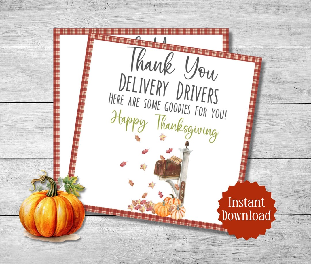 Delivery Driver Thank You Gift Tag, Thanksgiving Holiday Tags, 3 & 4 ...