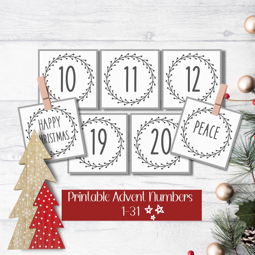 Advent Calendar Numbers, 1.5 & 2, DIY Advent Calendar Kit, Printable ...