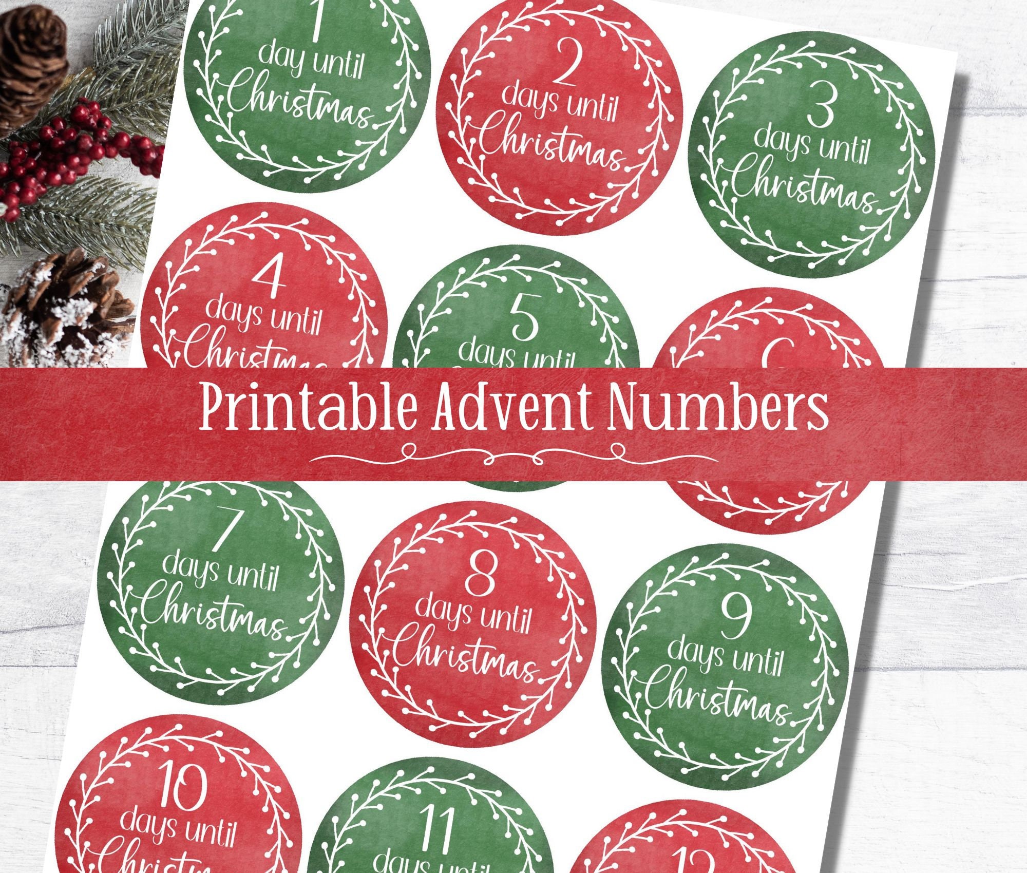 Advent Calendar Numbers, 2.5 " Size, DIY Advent Calendar Kit, Printable ...
