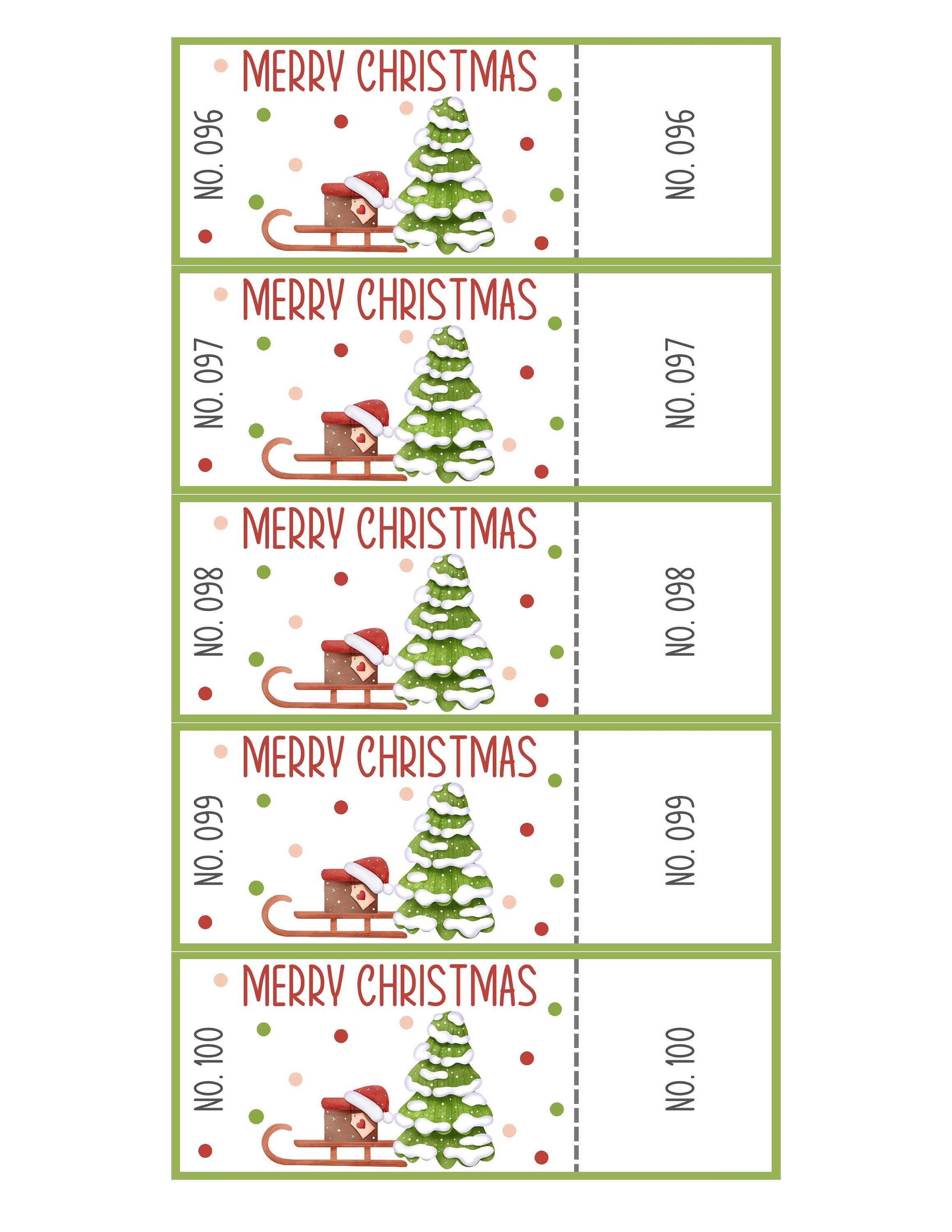 Christmas Raffle Tickets, School Fundraiser, Charity Event, Christmas ...