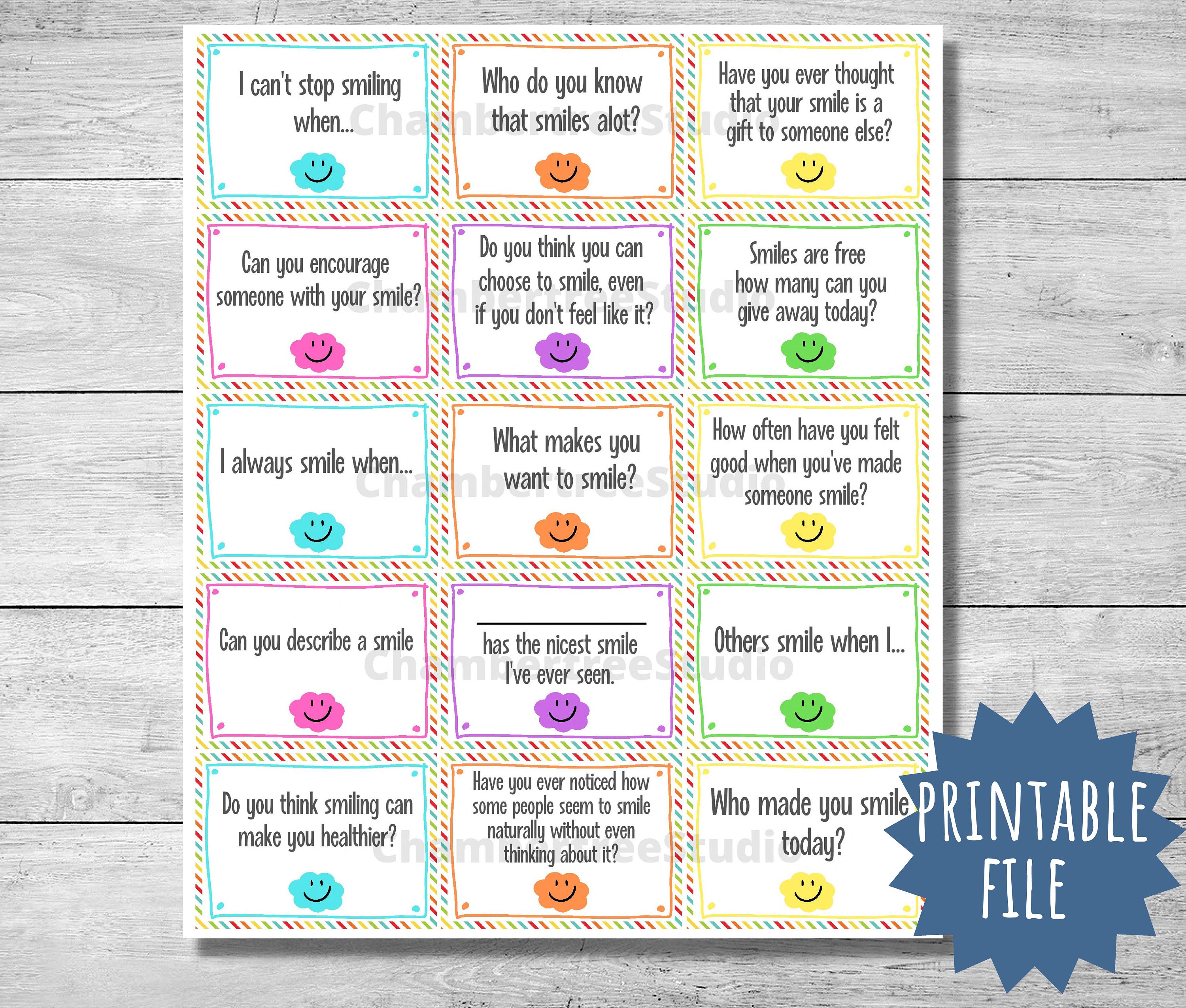 The Power of a Smile Kids Activity, Printable Classroom Game, 30 Fun ...