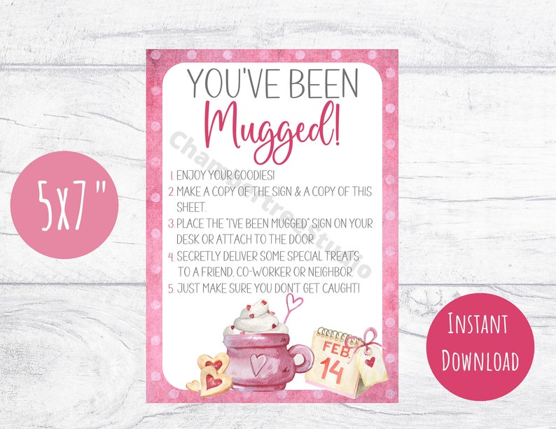 You've Been Mugged, Valentine's Day Printable, Office Coworker Game ...