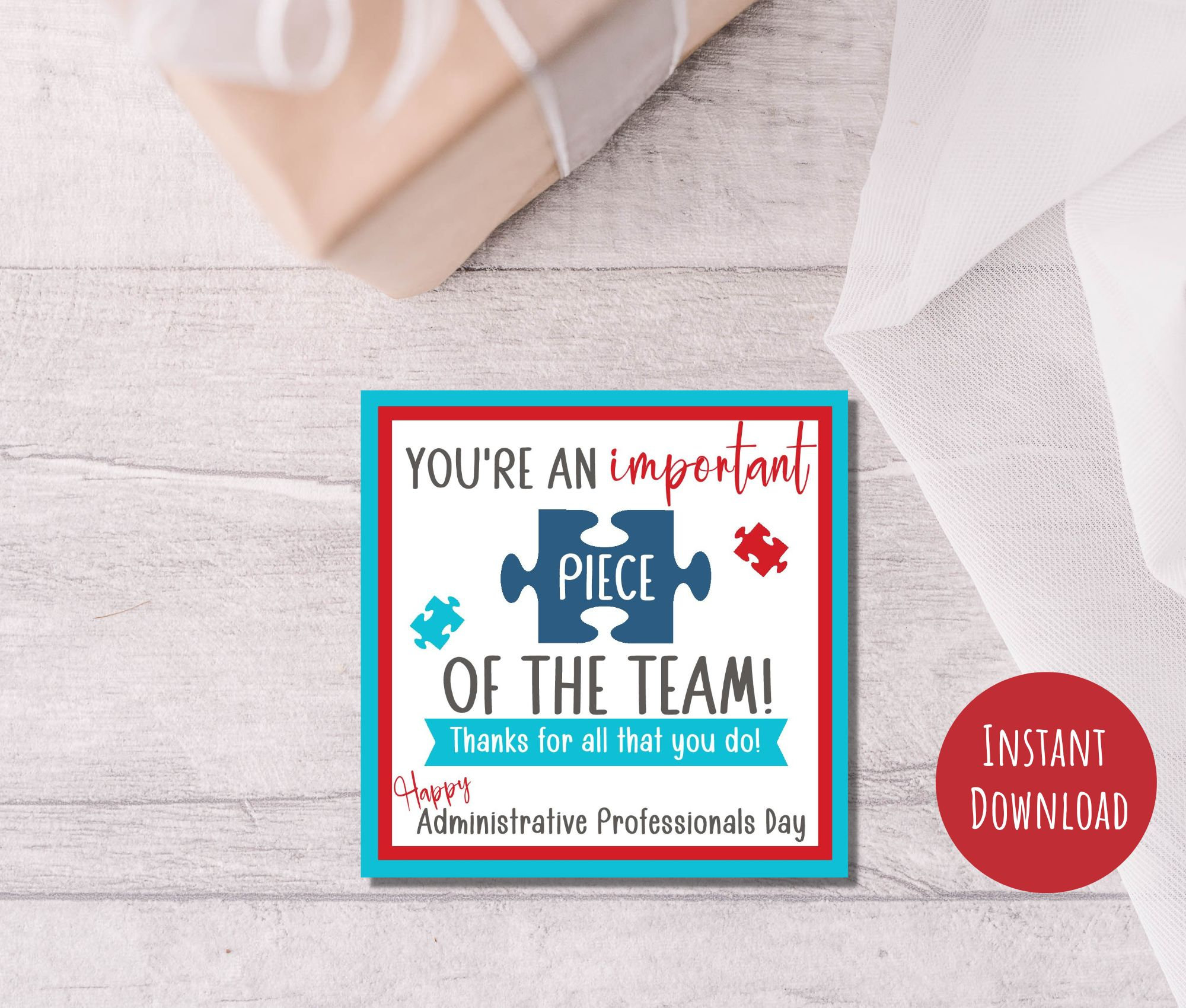 Administrative Professionals Day Gift Tag, Employee Appreciation ...