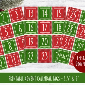 Advent Calendar Numbers, 1.5" & 2", DIY Advent Calendar Kit, Printable ...