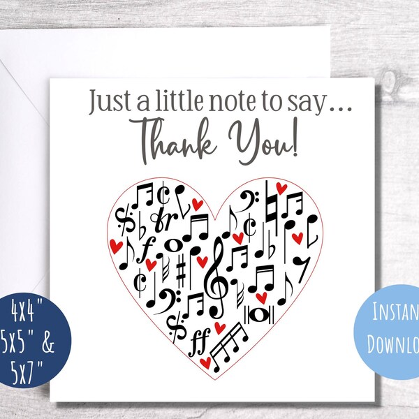 Music Teacher Thank You Card - Etsy