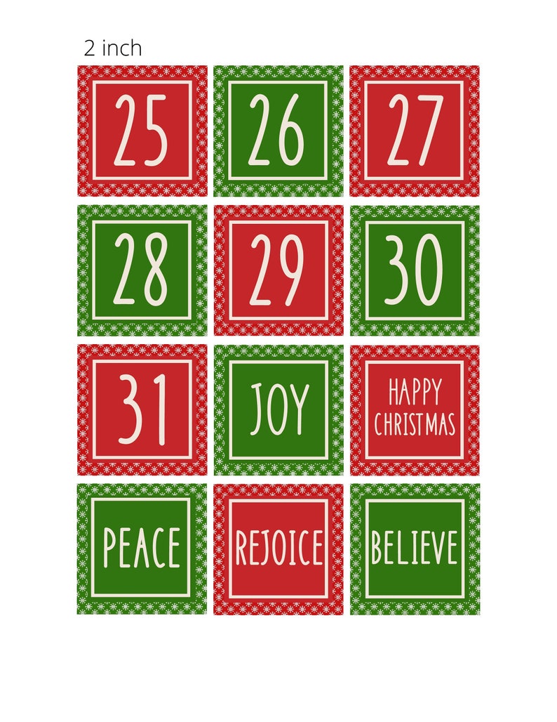 Advent Calendar Numbers, 1.5" & 2", DIY Advent Calendar Kit, Printable ...