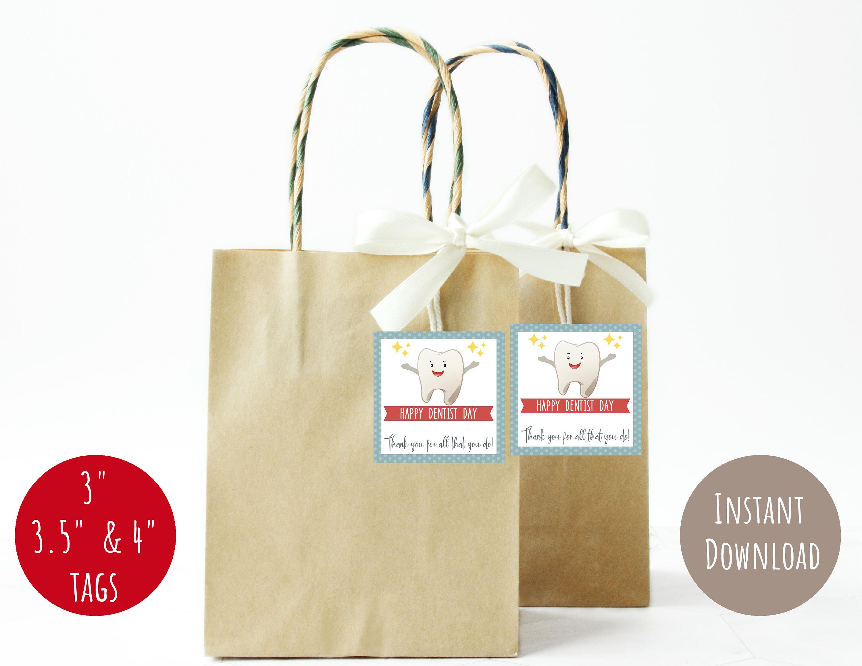 National Dentist Day Gift Tag, Dentists Appreciation Tags, 3" 3.5" & 4 ...