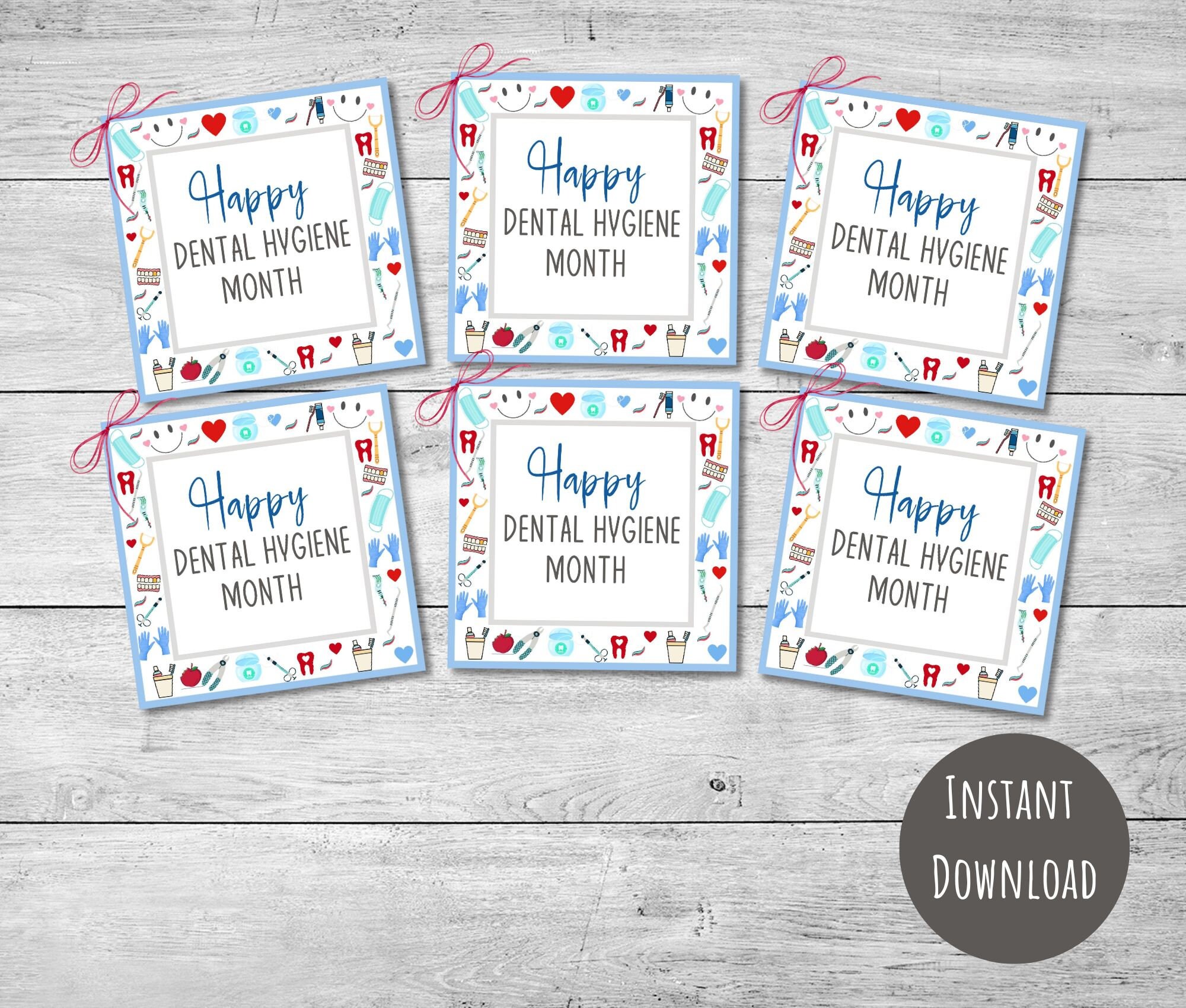 Dental Hygiene Month Gift Tag, Dental Hygiene Appreciation Tags, 3.5 ...