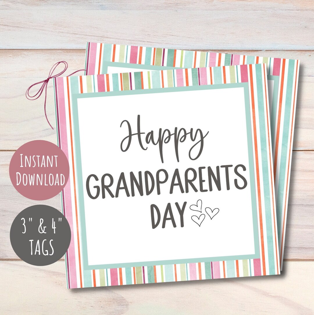 Happy Grandparents Day Gift Tag, Appreciation Gift Tag, 3" & 4" Tags ...