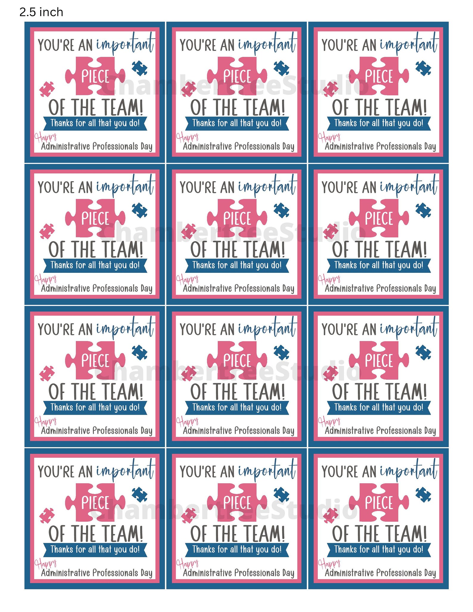 Administrative Professionals Day Gift Tag, Employee Appreciation ...